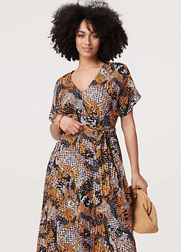 Izabel London Animal Print Tie Waist Kimono Maxi Dress | Kaleidoscope