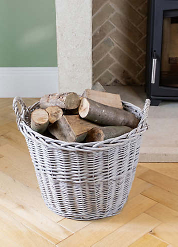 JVL Chunky Willow Log Basket - Grey | Kaleidoscope