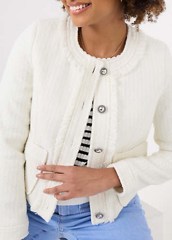 Joe Browns Collarless Frayed Edge Tweed Jacket | Kaleidoscope