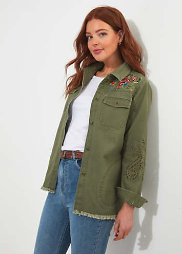 Joe Browns Floral Embroidered Twill Shacket | Kaleidoscope