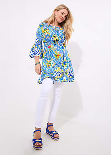 Joe Browns Fruity Tile Print Shirred Waist Tunic | Kaleidoscope