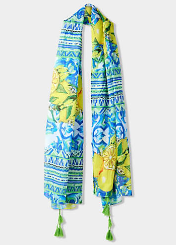 Joe Browns Italian Lemon Damask Print Scarf | Kaleidoscope