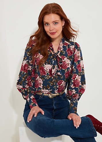Joe Browns Statement Floral Print Pussybow Blouse | Kaleidoscope
