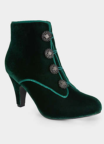 Joe Browns Winter Jewel Button Velvet Ankle Boots | Kaleidoscope