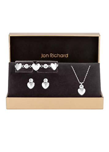 Jon Richard Silver Plated & Polished Heart Trio Set - Gift Boxed ...