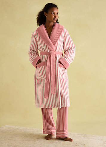 Joules Matilda Pink Stripe Dressing Gown | Kaleidoscope