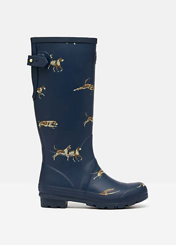 Joules Welly Navy Dog Print Adjustable Tall Wellies | Kaleidoscope