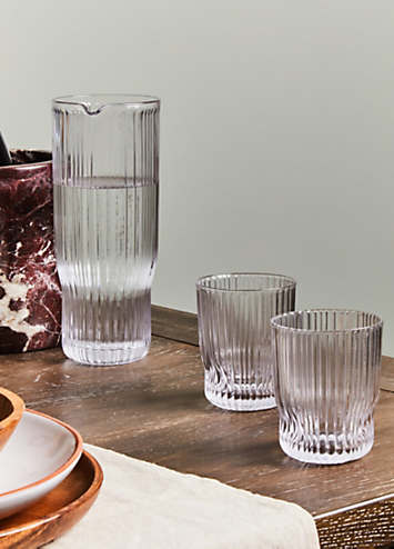 Juno Ribbed Glass And Jug Three Piece Set | Kaleidoscope