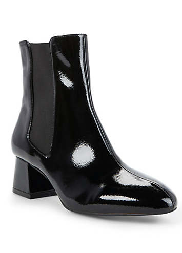 Kaleidoscope Black Patent Crinkle Ankle Boots | Kaleidoscope