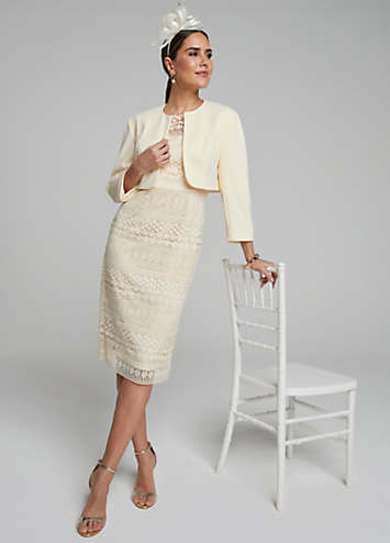 Kaleidoscope Soft Lemon Lace Dress and Jacket | Kaleidoscope