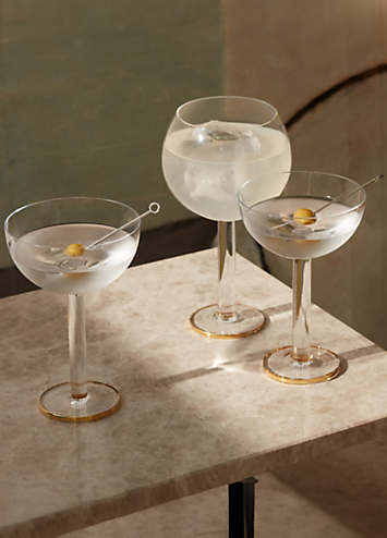 LSA Luca Coupe Glass 200ml Gold X 2 | Kaleidoscope