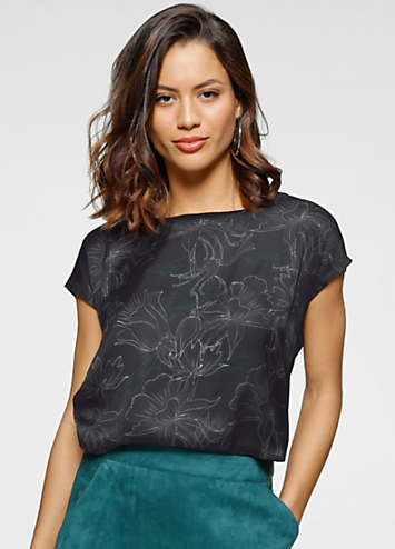 Laura Scott Laura Scott Floral Print Short Sleeve Blouse | Kaleidoscope
