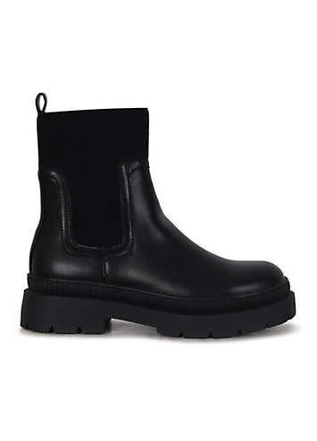Linzi Reign Black Faux Leather Stretch Ankle Boots | Kaleidoscope