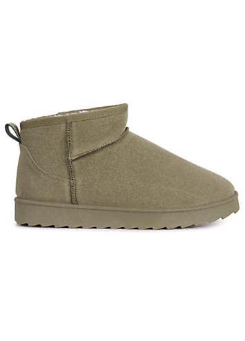 Linzi Ultra Mini Addy Khaki Faux Suede Mini Ankle Boots | Kaleidoscope