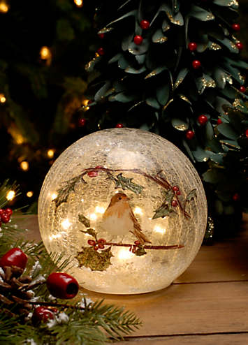 Lit Crackle Effect Robin Tabletop Ball | Kaleidoscope