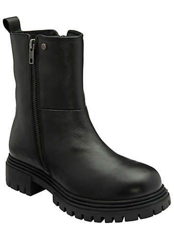 Lotus Marissa Black Leather Ankle Boots | Kaleidoscope