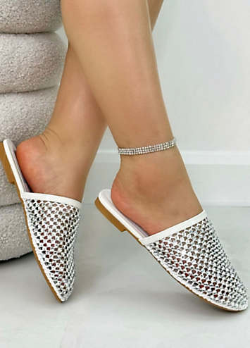 Love Lemonade Sparkly Prism Glow Mule Sliders White | Kaleidoscope