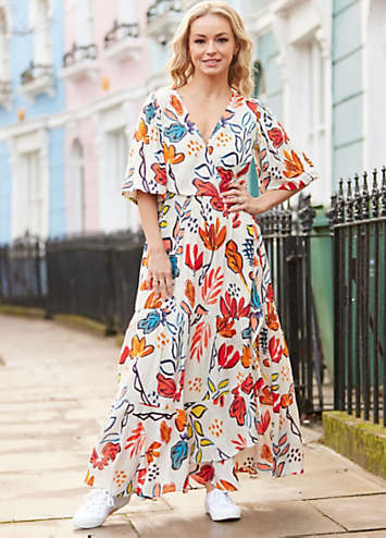 Love Mark Heyes Floral Print Wrap Ruffle Hem Midaxi Dress | Kaleidoscope
