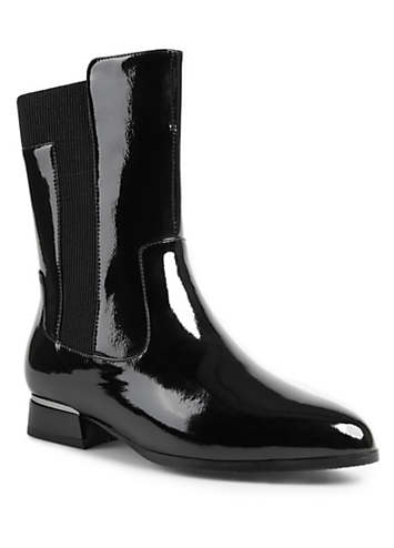 Lunar Exclusive Black Patent Mid Boots | Kaleidoscope