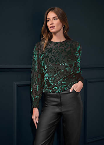 M&Co Baroque Floral Devore Velvet Top | Kaleidoscope