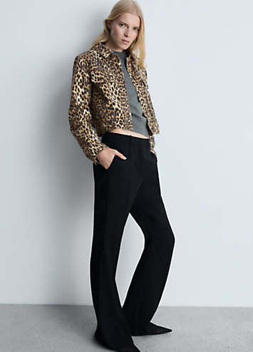 Mango Leo Leopard Print Denim Jacket | Kaleidoscope