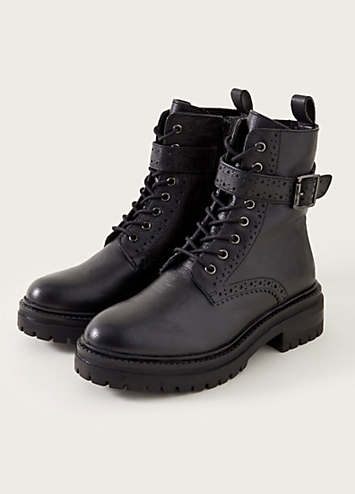 Monsoon Brogue Leather Stomp Boots | Kaleidoscope