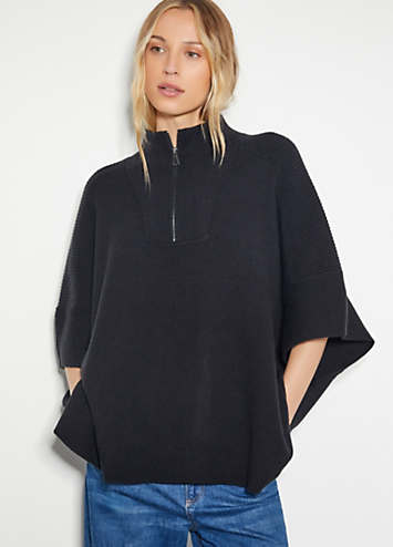 Monsoon Half Zip Knit Poncho | Kaleidoscope