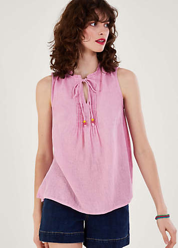Monsoon Long Line Tank Top in Linen Blend | Kaleidoscope