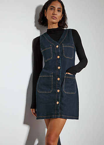 Monsoon Pia Denim Pinafore Mini Dress | Kaleidoscope