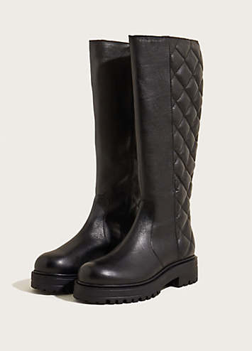 Monsoon Quilted Leather Stomp Boots | Kaleidoscope