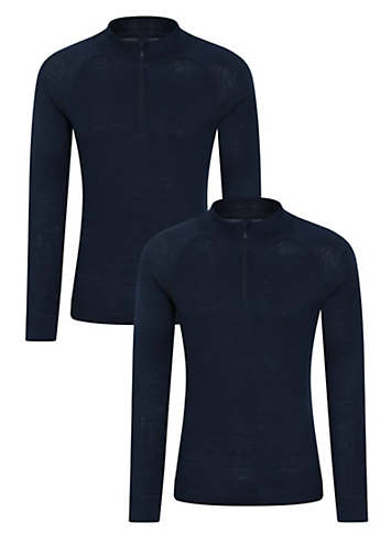 Mountain Warehouse Pack of 2 Mens Merino Wool Base Layer Tops ...