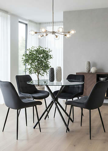 New York Dining Table Set with 4 Erica Velvet Chairs | Kaleidoscope
