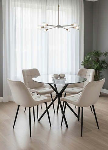 New York Dining Table Set with 4 Erica Velvet Chairs | Kaleidoscope