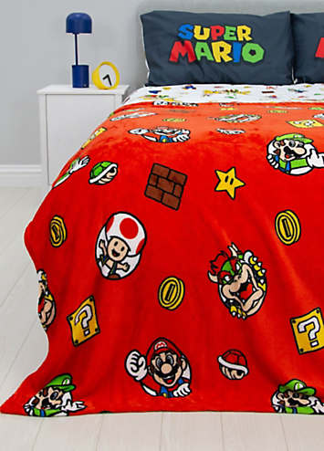 Nintendo Super Mario Here We Go Fleece Blanket | Kaleidoscope