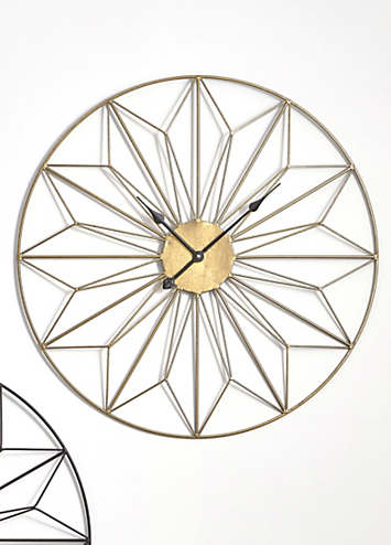 Pacific Antique Gold Metal Geo Design Round Wall Clock | Kaleidoscope
