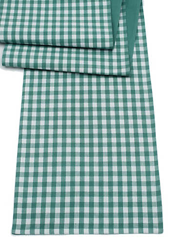 Peggy Wilkins Green Gingham Reversible Cotton Table Runner | Kaleidoscope