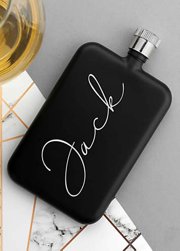 Personalised Handwriting Black Slimline Flask | Kaleidoscope