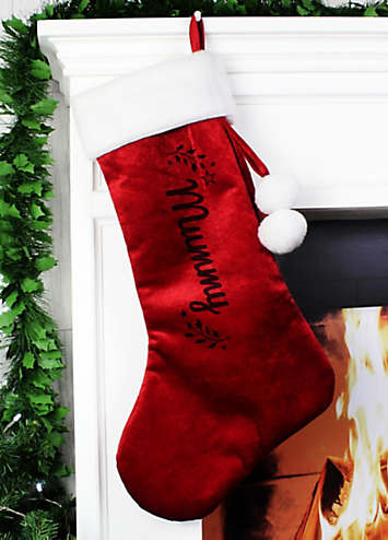 Personalised Momento Holly Red Christmas Stocking | Kaleidoscope