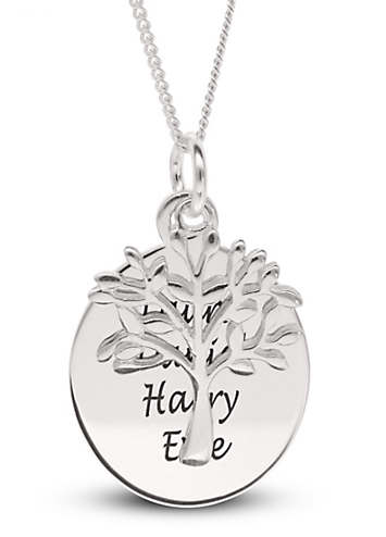 Personalised Sterling Silver 2 Piece Family Tree Pendant with Chain ...