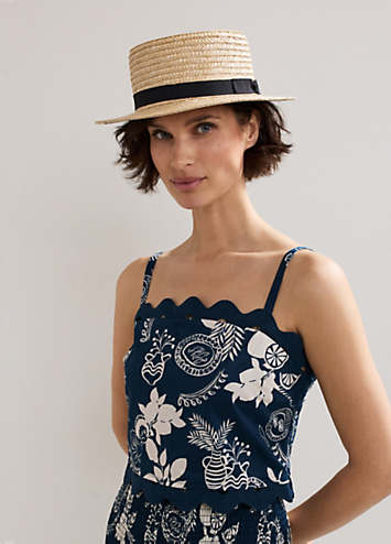 Phase Eight Casual Straw Boater Hat | Kaleidoscope