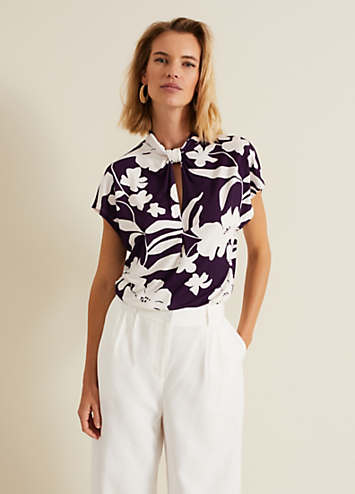 Phase Eight Farley Floral Twist Neck Top | Kaleidoscope
