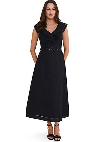 Phase Eight Julieta Frill Broderie Linen Midi Dress | Kaleidoscope
