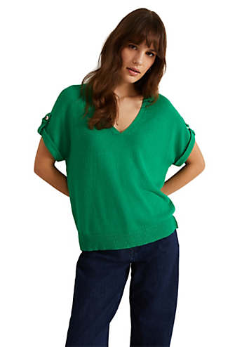 Phase Eight Laura Linen Metal Button Tab Top | Kaleidoscope
