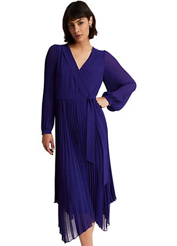 Phase Eight Petra Cobalt Pleated Midi Dress | Kaleidoscope