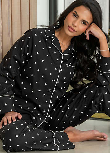 Pour Moi Stretch Cotton Button Through Revere Collar Pyjama Set ...