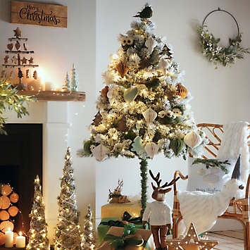 Premier 5ft 9in Flocked Parasol Artificial Xmas Tree | Kaleidoscope