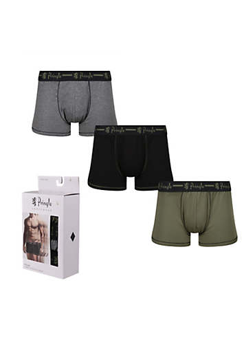 Pringle Pack of 3 Men’s Low Rise Trunks in Khaki, Grey & Black ...