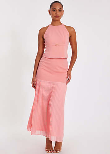 Quiz Scuba Crepe Halter Top With Buckle | Kaleidoscope