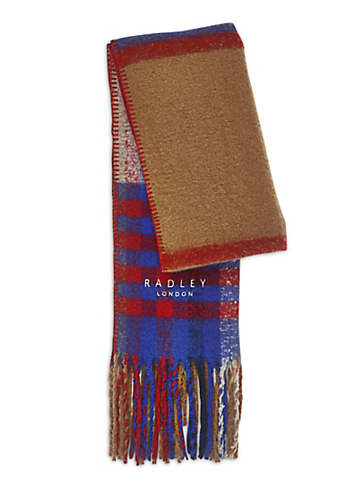 Radley London Fluffy Check Butterscotch Scarf | Kaleidoscope