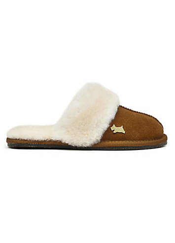 Radley London Tan Chelsea Creek Shearling Mule Slippers | Kaleidoscope